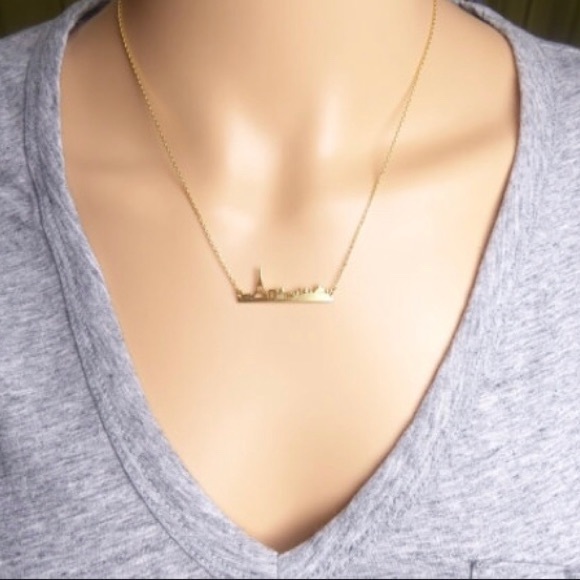 Jewelry | Paris Skyline Necklace In Gold | Poshmark